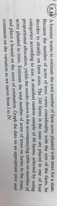 Solved 5.10 Aforester wants to estimate the total number of | Chegg.com