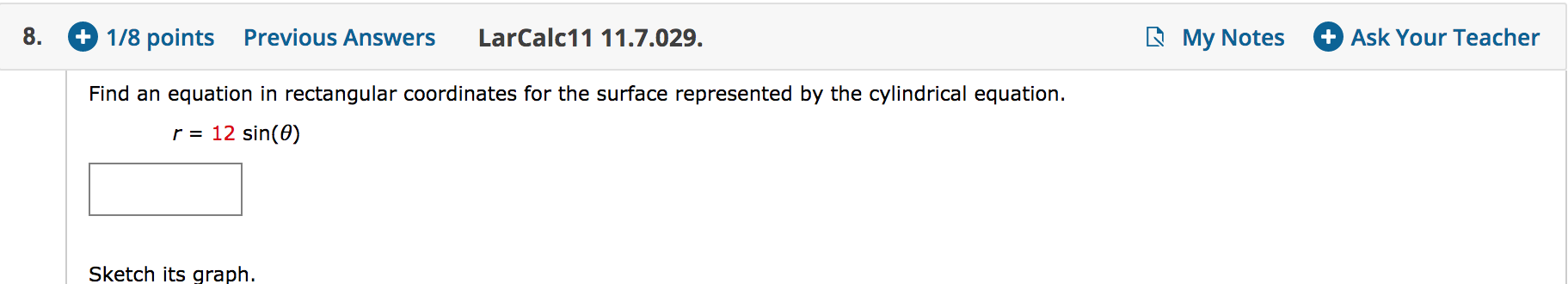 Solved 8. + 1/8 points Previous Answers LarCalc11 11.7.029. | Chegg.com