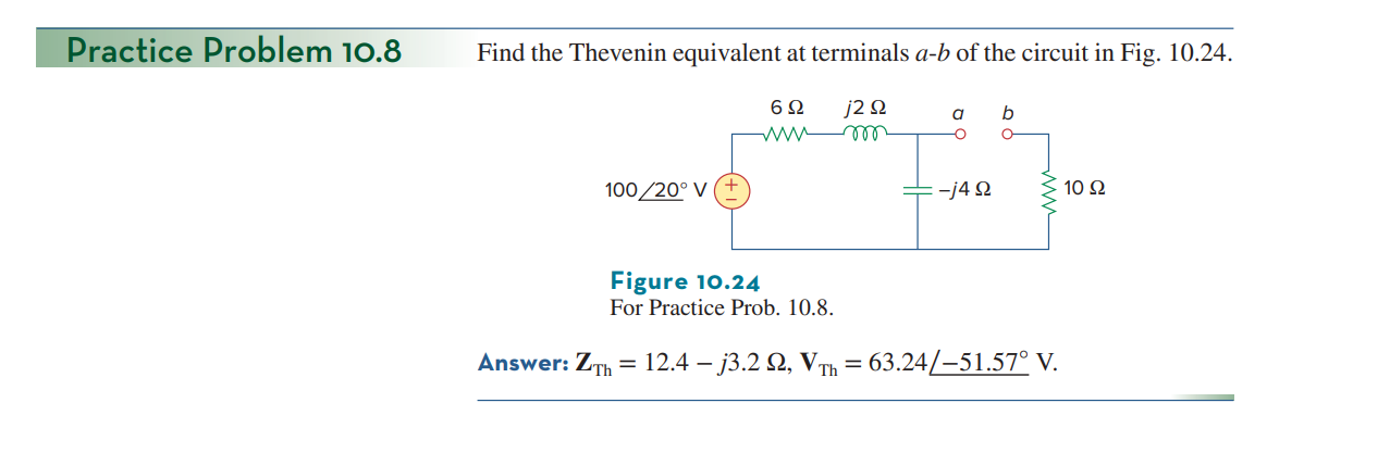 Solved Practice Problem 10.8 ﻿Find the Thevenin equivalent | Chegg.com
