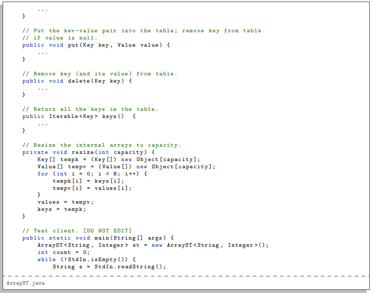 Exercise 1. (Array-based Symbol Table) Develop a | Chegg.com