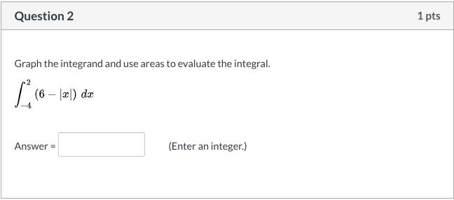 Solved Question 2 1 pts Graph the integrand and use areas to | Chegg.com