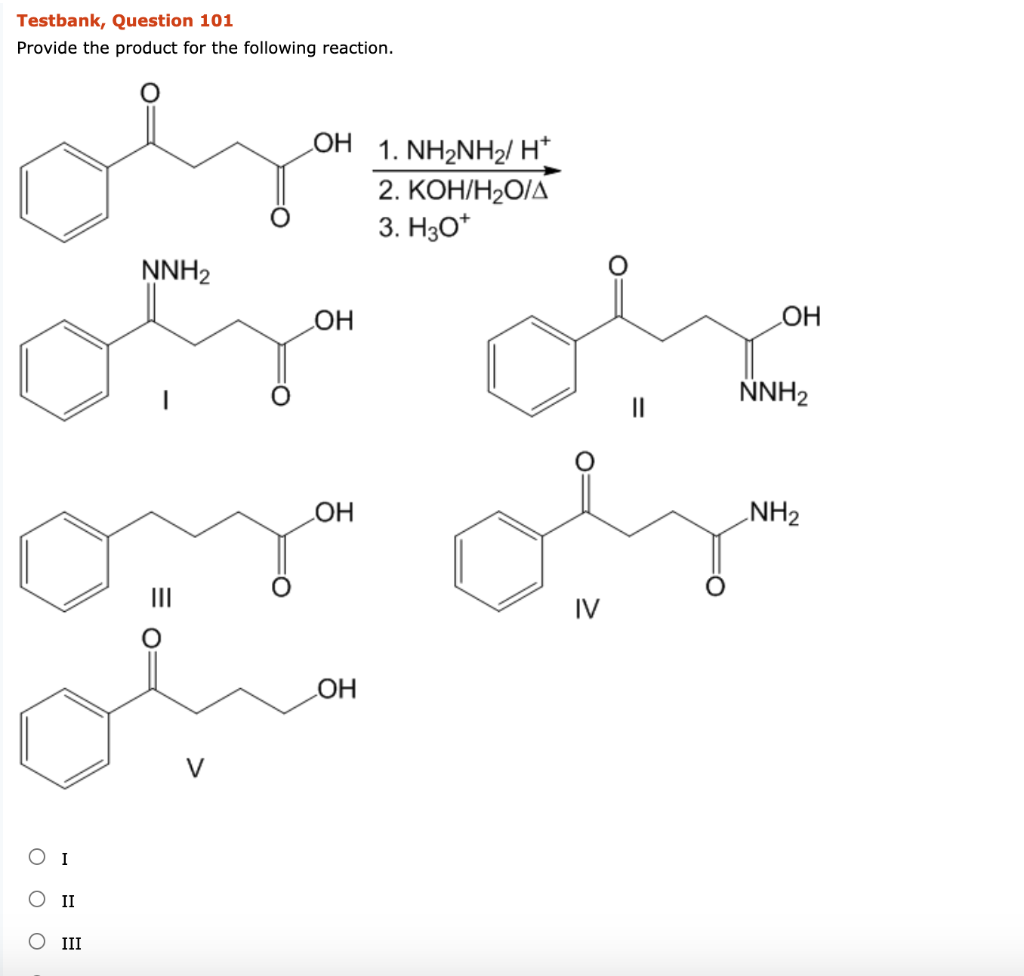 Solved Testbank, Question 101 Provide the product for the | Chegg.com