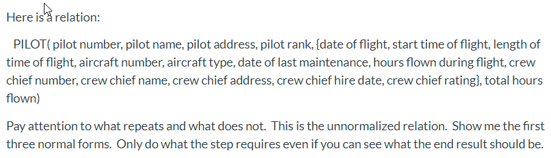 Solved Here is a relation: PILOT(pilot number, pilot name, | Chegg.com