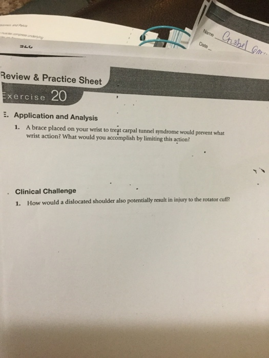 Solved Review & Practice Sheet Exercise 20 . Application and | Chegg.com