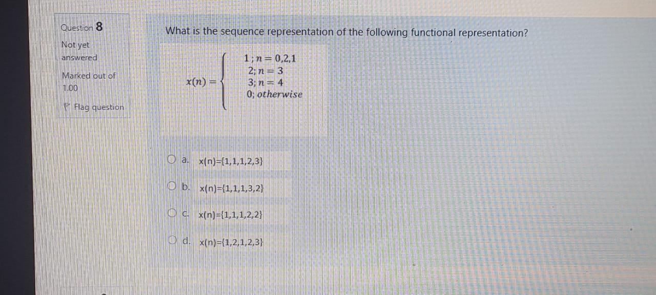 Solved Question 8 What is the sequence representation of the | Chegg.com
