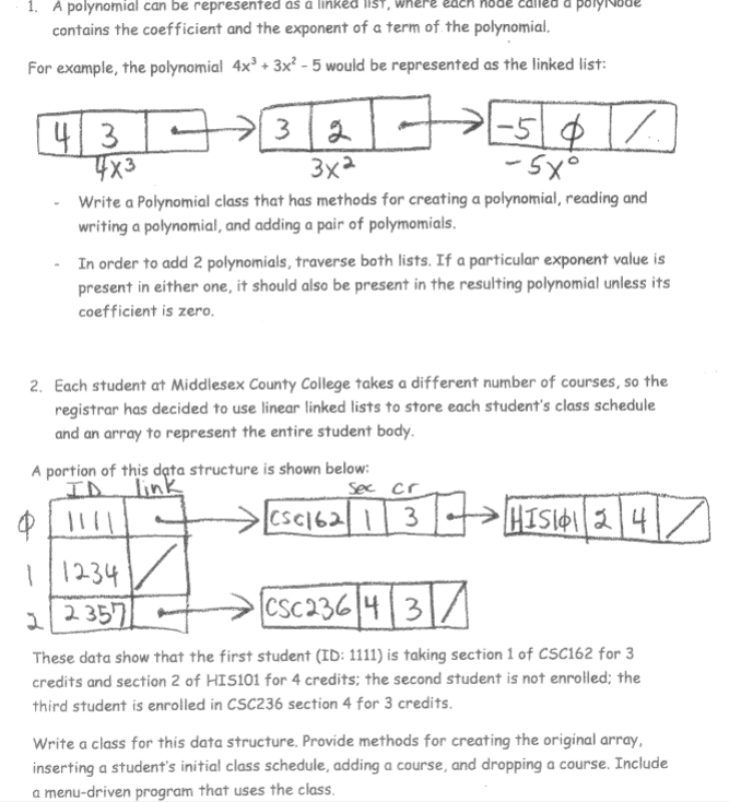 Solved року 1. A polynomial can be represented as a linked | Chegg.com