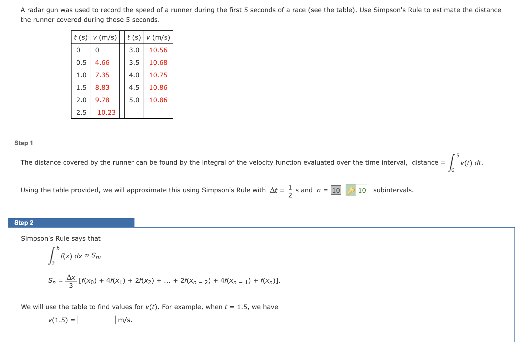 Solved A radar gun was used to record the speed of a runner | Chegg.com