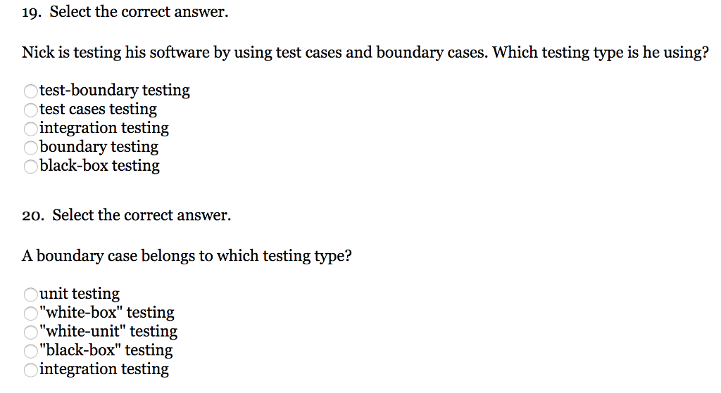 Solved 19. Select the correct answer. Nick is testing his | Chegg.com
