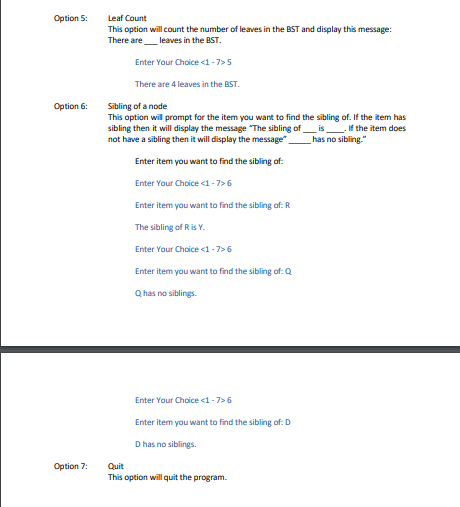 Solved Write Program C Create Binary Search Tree Bst Characters Program Perform Operations