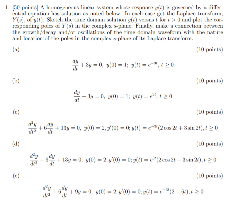 Solved 1. [50 points) A homogeneous linear system whose | Chegg.com
