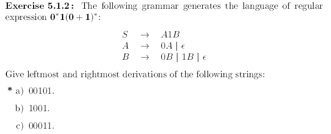 Solved Exercise 5.2.1: For the grammar and each of the | Chegg.com