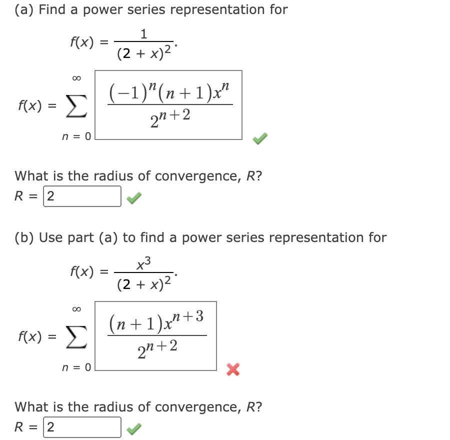 Solved (a) Find a power series representation for | Chegg.com