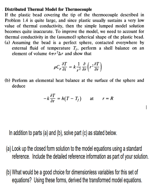 Solved Distributed Thermal Model for Thermocouple If the | Chegg.com