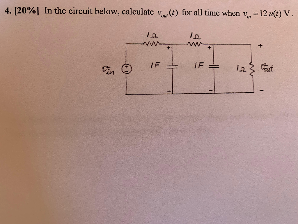 Solved 4, 120%] In the circuit below, calculate vout (t) for | Chegg.com