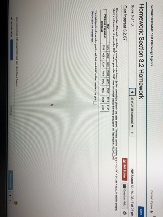 Solved Summer 2019 MATH 1031 E90 College Algebra Dickson | Chegg.com