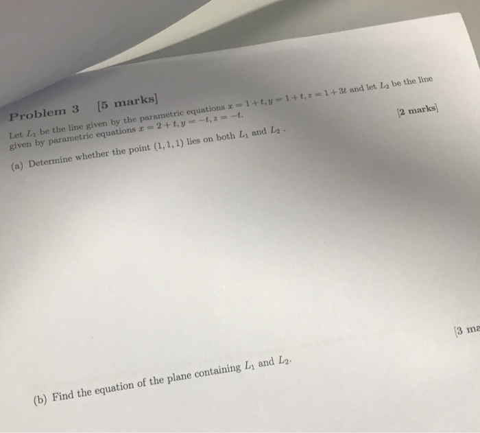 Solved Let L_1 be the line given by the parametric equations | Chegg.com