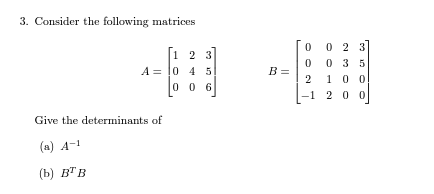 Solved 3. Consider the following matrices | Chegg.com