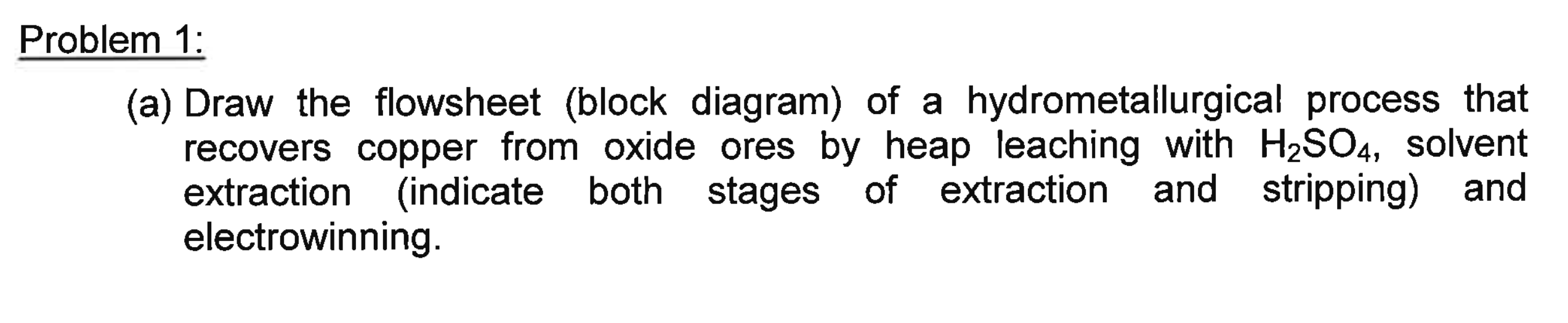 Solved Problem 1:(a) ﻿Draw the flowsheet (block diagram) ﻿of | Chegg.com