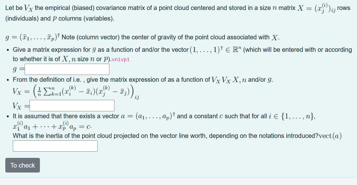 Solved Let be VX the empirical (biased) covariance matrix of | Chegg.com