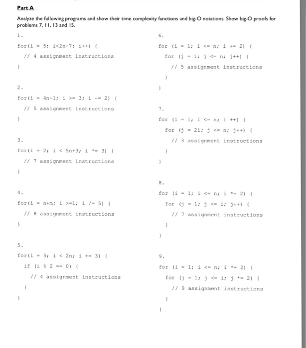 Solved Part A Analyze the following programs and show their | Chegg.com