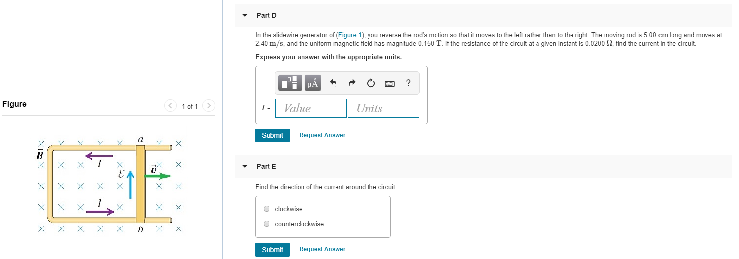 Solved Part D In the slidewire generator of (Figure 1), you | Chegg.com