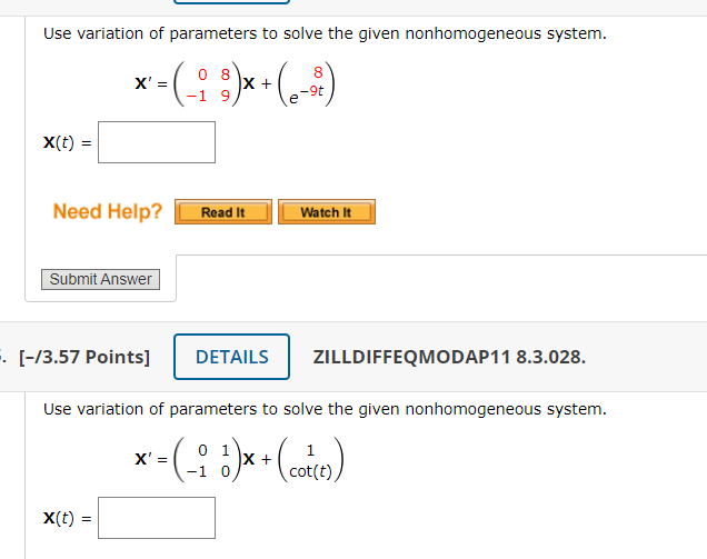 Solved Use variation of parameters to solve the given | Chegg.com