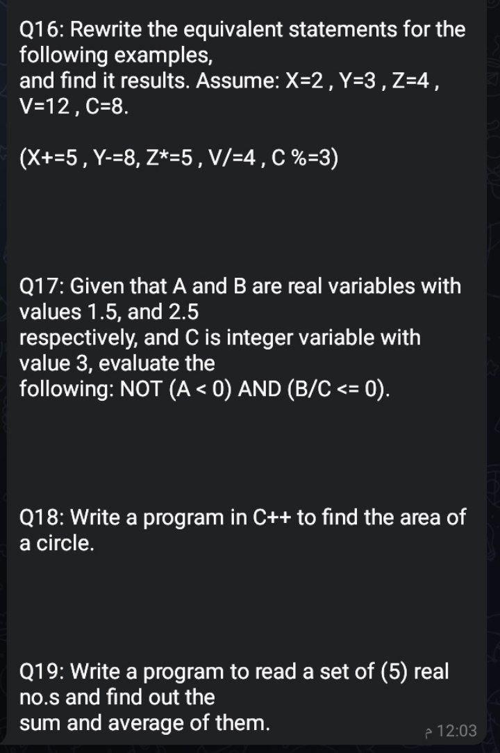 Q16: Rewrite the equivalent statements for the | Chegg.com