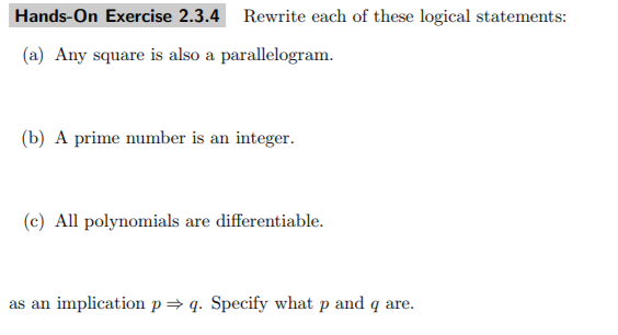 Solved Hands-On Exercise 2.3.3 Determine whether these two | Chegg.com