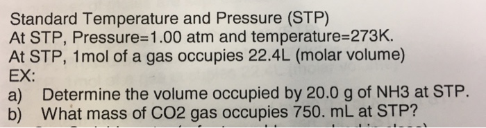 Solved Standard Temperature and Pressure (STP) At STP, | Chegg.com