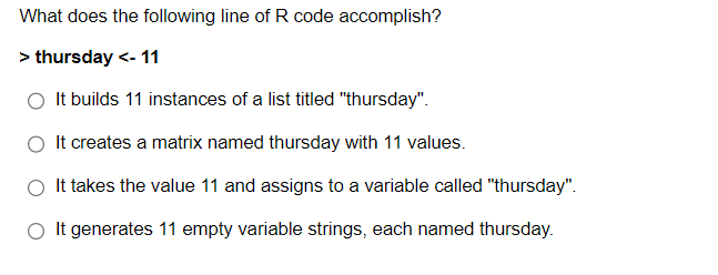 Solved What does the following line of R code accomplish? > | Chegg.com