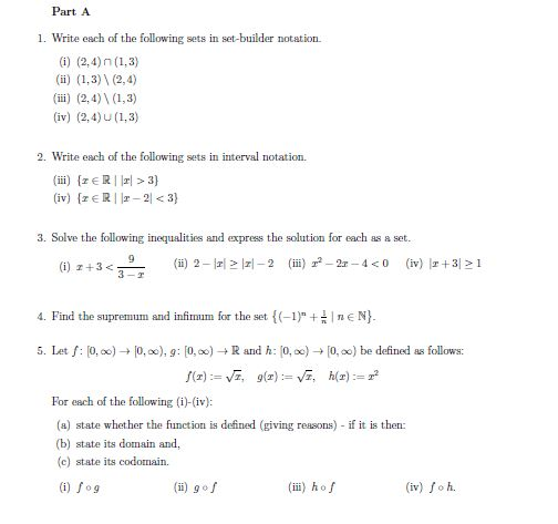 Solved Part A 1. Write each of the following sets in | Chegg.com