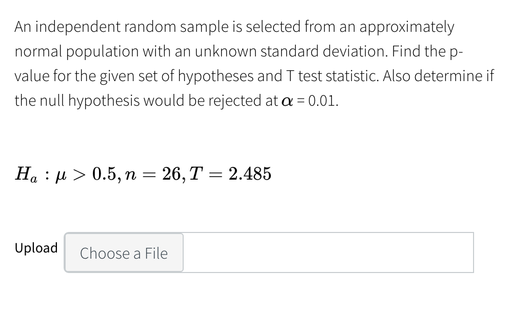 Solved An independent random sample is selected from an | Chegg.com
