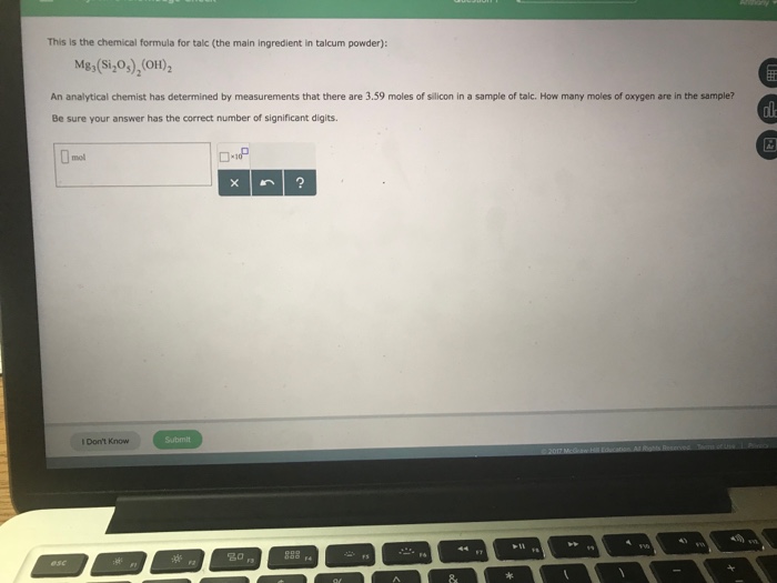 Solved This is the chemical formula for talc (the main | Chegg.com