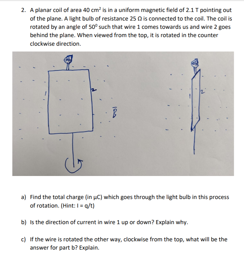 Solved Hint: Number of turns of the coil is just 1. When you | Chegg.com