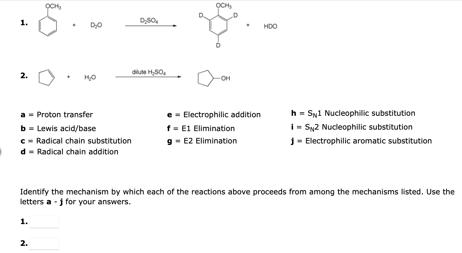 Solved 1. 2. a= Proton transfer b= Lewis acid/base c= | Chegg.com