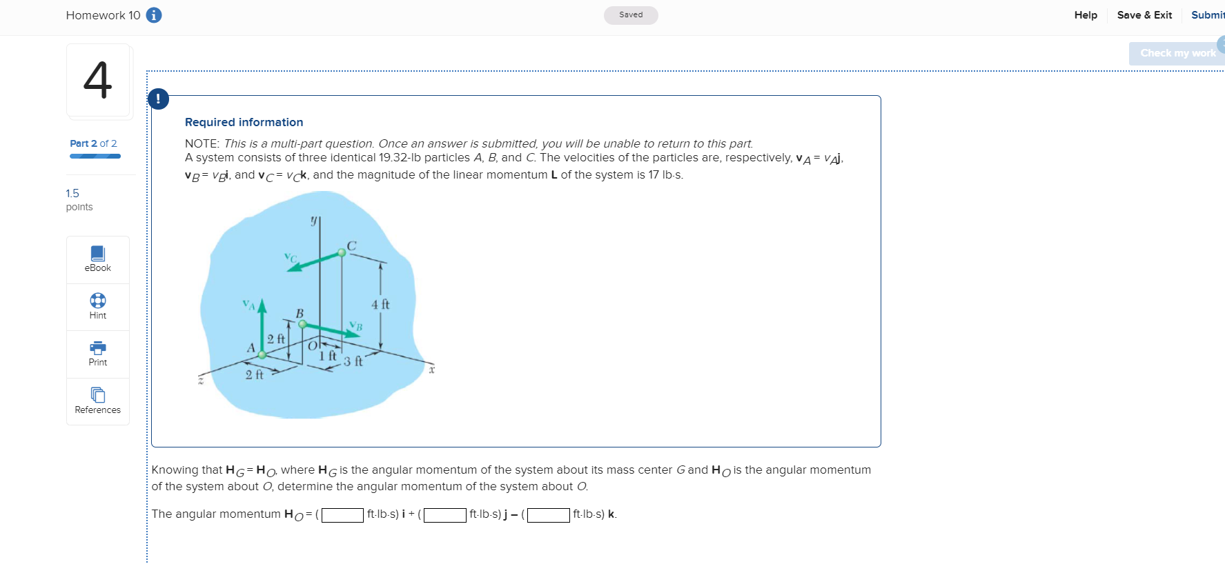 Solved Homework 10 6 Saved Help Save & Exit Submit Check my | Chegg.com