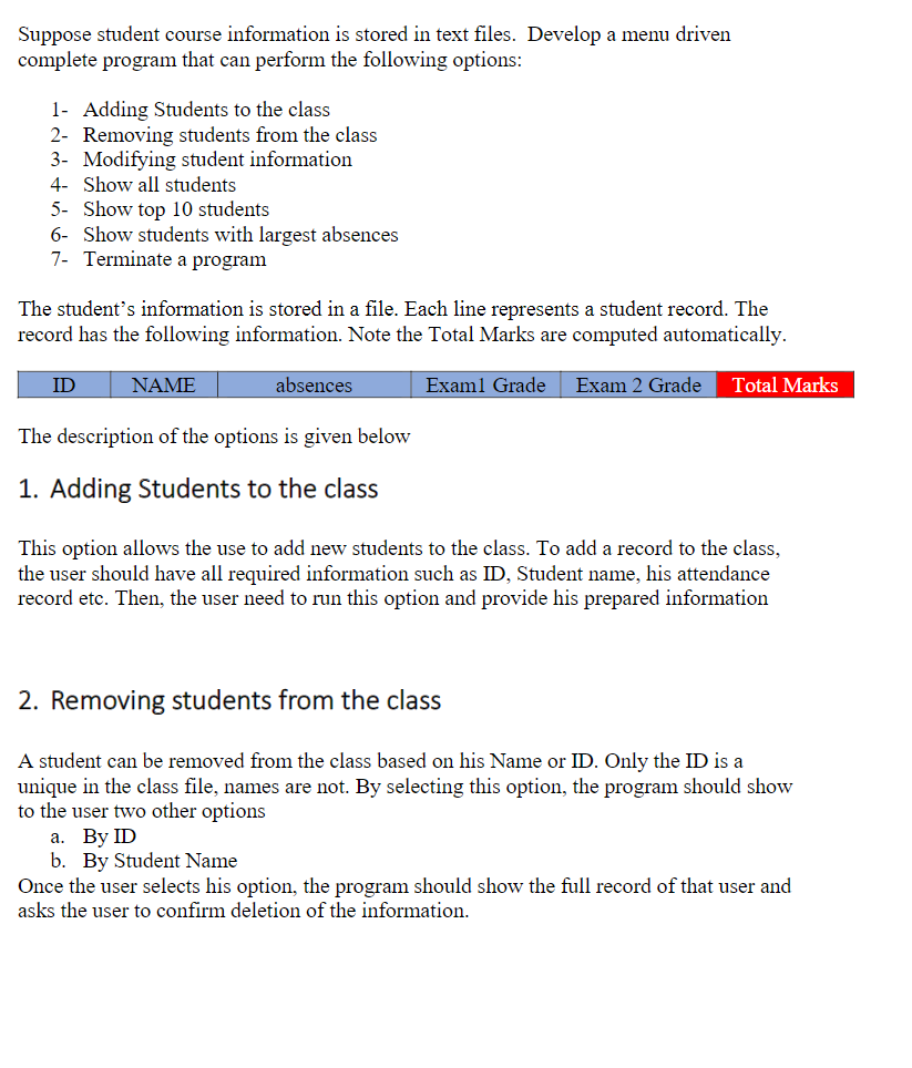 Solved Suppose student course information is stored in text | Chegg.com