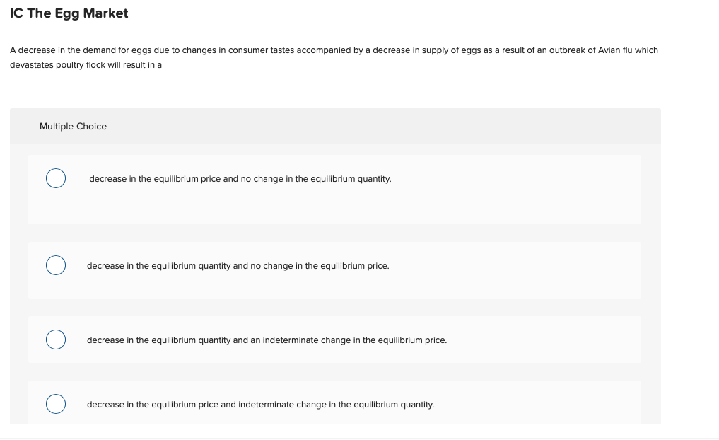 Solved IC The Egg Market A decrease in the demand for eggs | Chegg.com