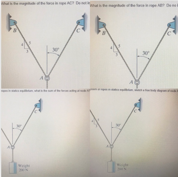 Solved What is the magnitude of the force in rope AC? Do not | Chegg.com