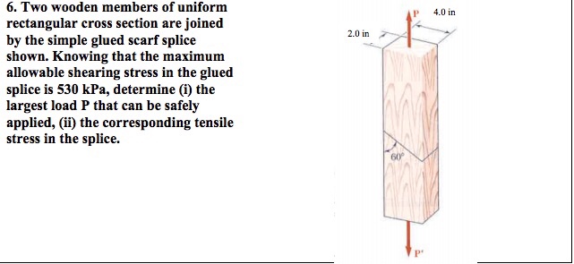 Solved 6. Two wooden members of uniform rectangular cross | Chegg.com