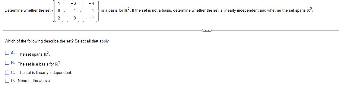 Solved Determine whether the set | Chegg.com