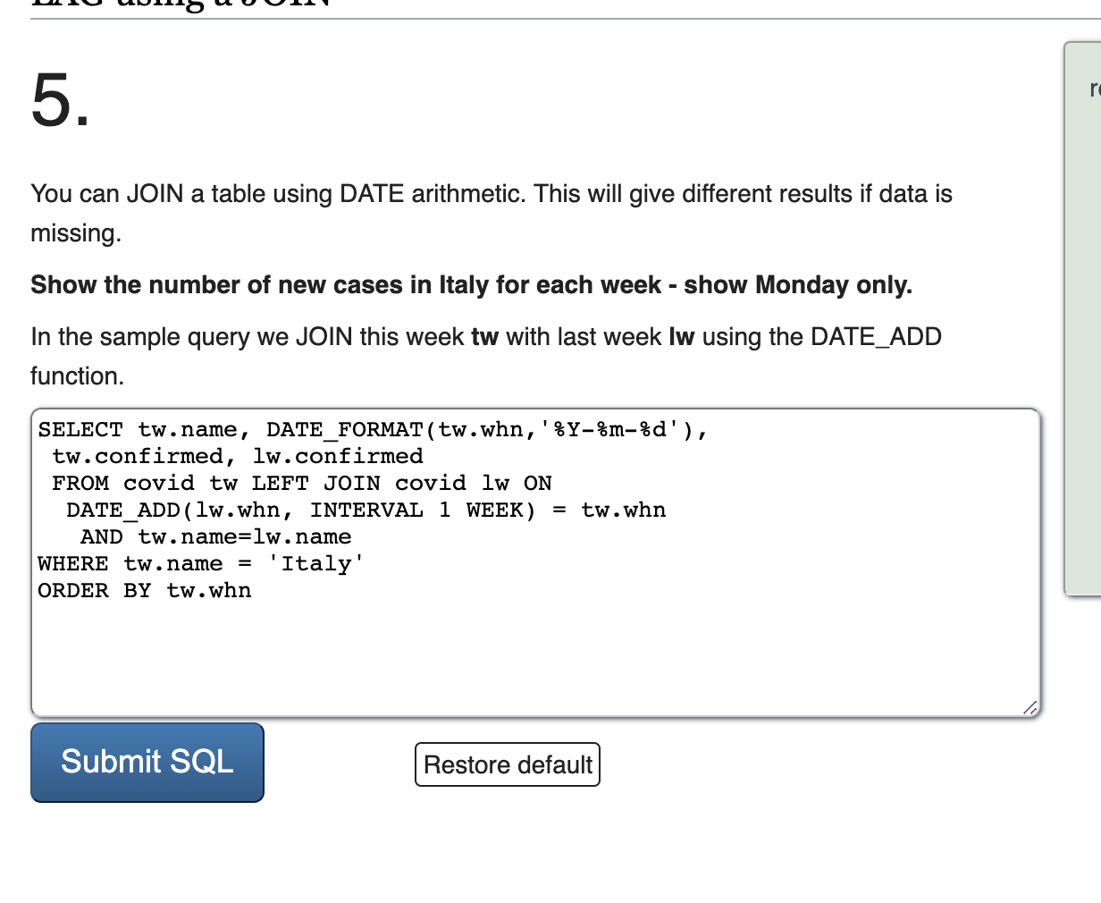 Solved r 5. You can JOIN a table using DATE arithmetic. This | Chegg.com