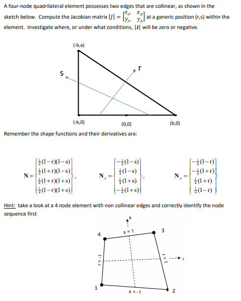 A four-node quadrilateral element possesses two edges | Chegg.com