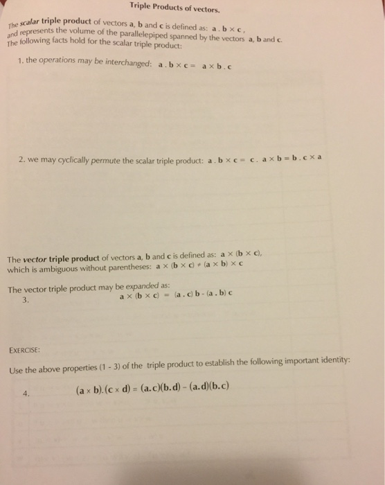 Solved Triple Products of vectors. a, b, and c is defined | Chegg.com