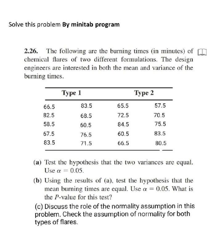 Solved Solve this problem By minitab program 2.26. The | Chegg.com