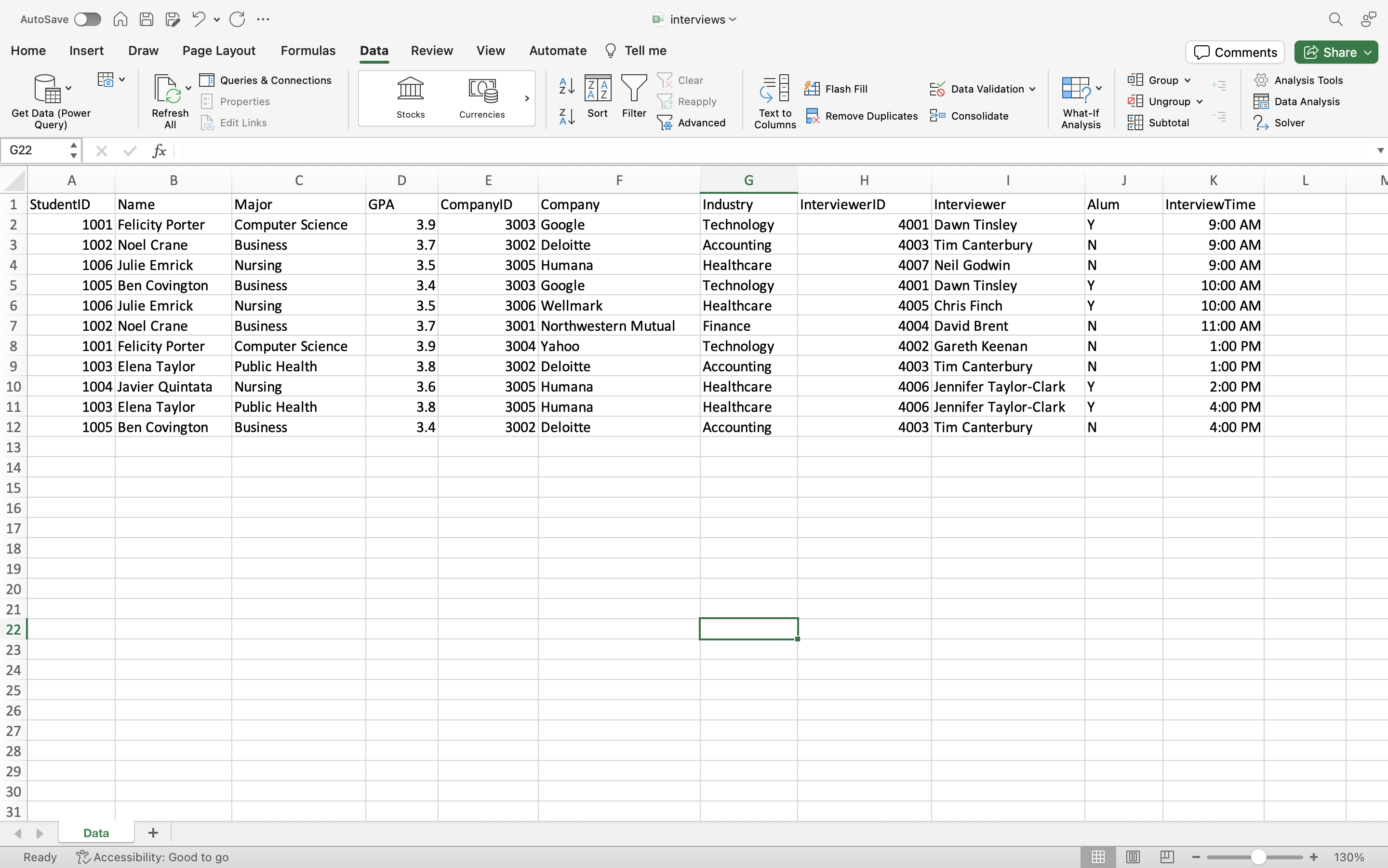 Solved interviewsThe data file “interviews.xlsx” ﻿tracks | Chegg.com