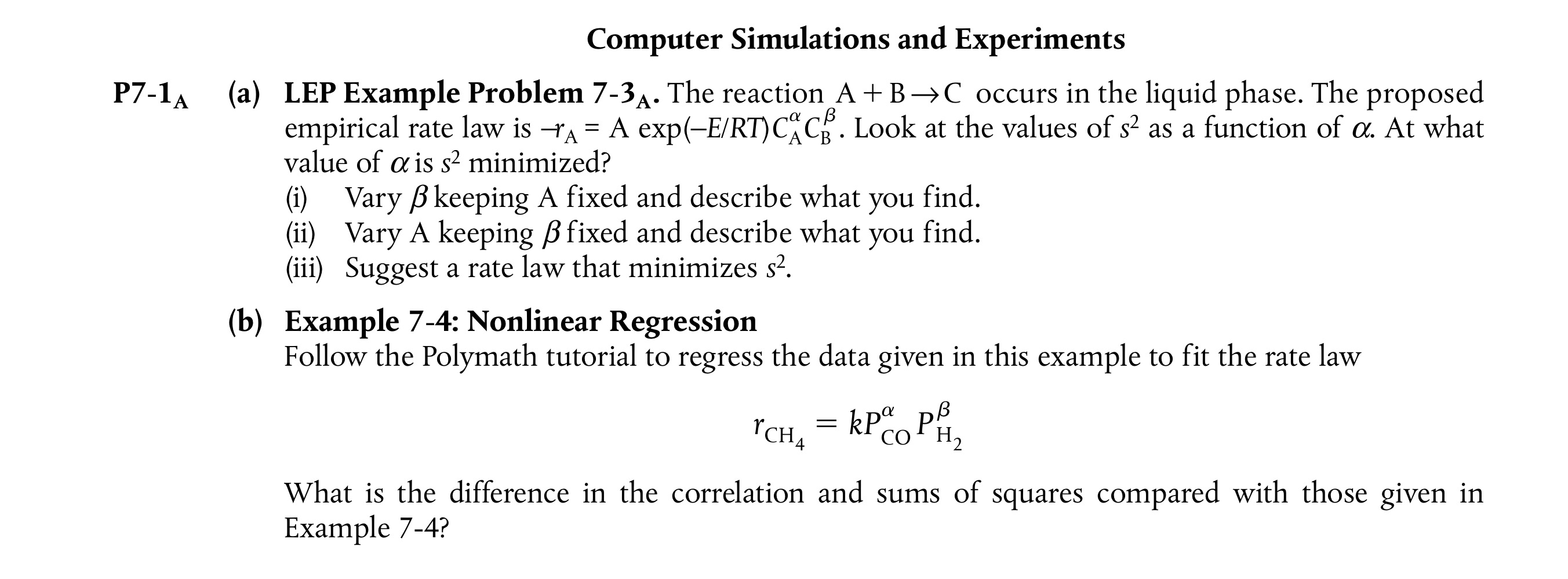 Solved P7-1 A _(A) (a) LEP Example Problem 7-3_(A). The | Chegg.com