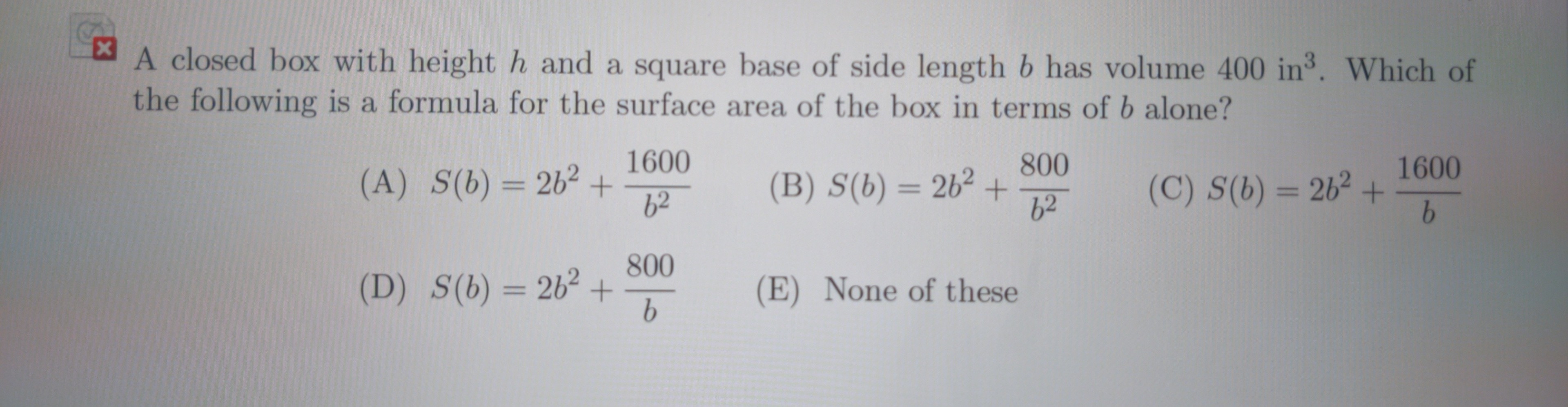 Solved A closed box with height h and a square base of side | Chegg.com
