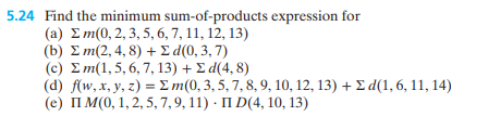 Solved 5.24 Find the minimum sum-of-products expression for | Chegg.com