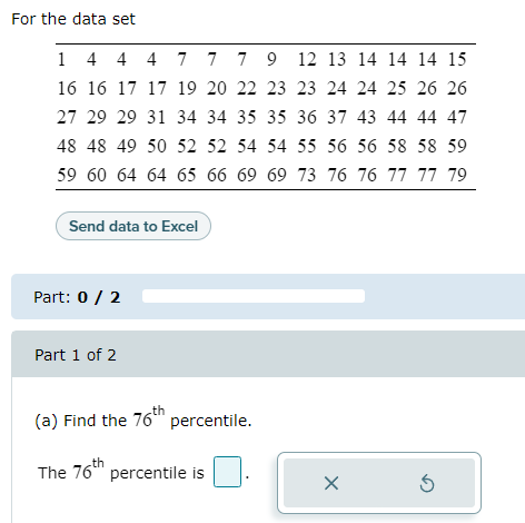 Solved For the data set Part: 0 / 2 Part 1 of 2 (a) Find the | Chegg.com